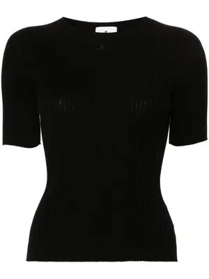 COURREGES Ribbed Knit Sweater - Black