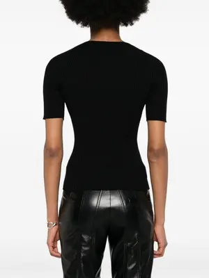 COURREGES Ribbed Knit Sweater - Black