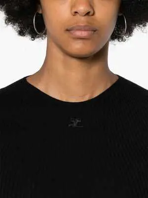COURREGES Ribbed Knit Sweater - Black