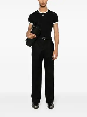 COURREGES Contrast Cotton T-shirt - Black