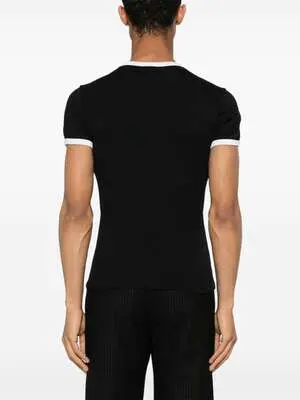 COURREGES Contrast Cotton T-shirt - Black