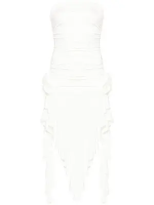 NISSA Strapless Floral-appliqué Midi Dress