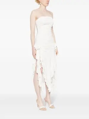 NISSA Strapless Floral-appliqué Midi Dress