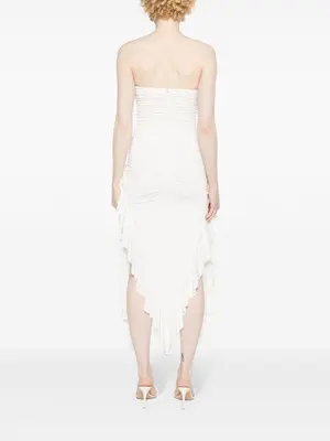 NISSA Strapless Floral-appliqué Midi Dress
