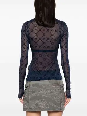 MARINE SERRE Moonogram Mesh Long-sleeved Top - Blue