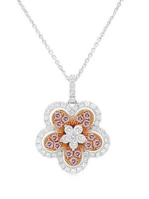 HYT JEWELRY 18kt Rose Gold Diamond Flower Necklace - White