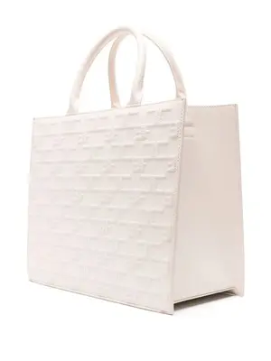 Elisabetta Franchi Bold Monogram Shopper Bag - White