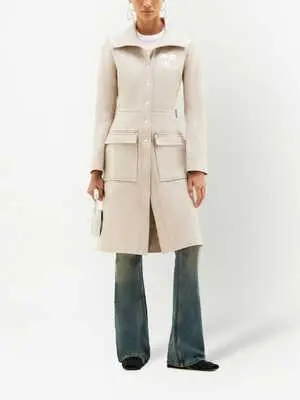 COURREGES Logo-patch Mid-length Trench Coat - Neutrals