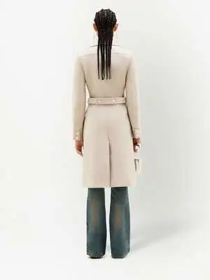 COURREGES Logo-patch Mid-length Trench Coat - Neutrals