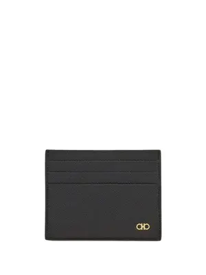FERRAGAMO Gancini Leather Card Holder - Black