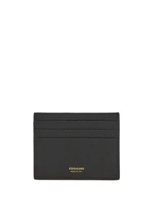 FERRAGAMO Gancini Leather Card Holder - Black