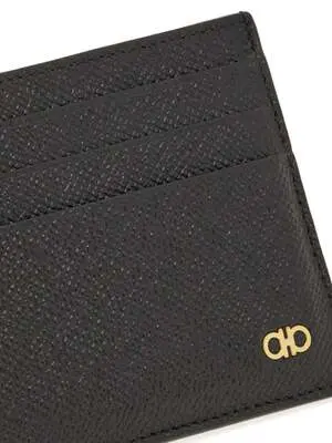 FERRAGAMO Gancini Leather Card Holder - Black