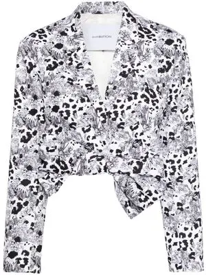 PUSHBUTTON Bow Printed Cropped Jacket