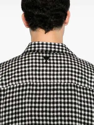 AMI Paris Gingham-check Short-sleeve Shirt - Black