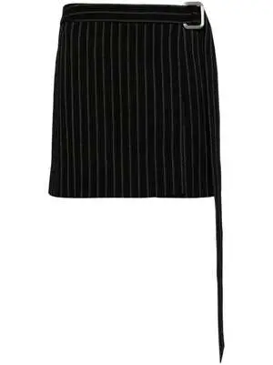 Ami Pinstripe Virgin Wool Skirt - Black