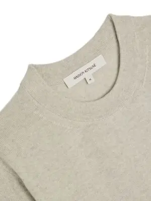 Maison Kitsuné Logo-embroidered Merino Jumper - Neutrals