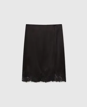 Stella McCartney Lace Satin Midi Skirt - Black