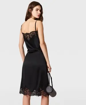 Stella McCartney Lace Satin Midi Skirt - Black