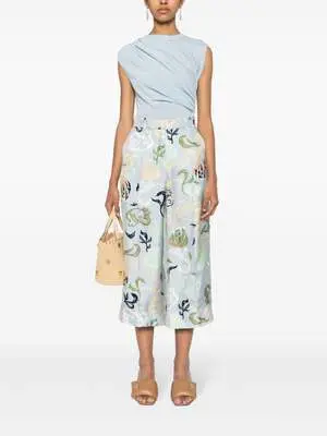 LANVIN Graphic-print Cropped Trousers