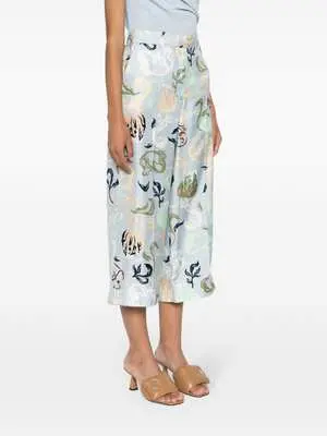 LANVIN Graphic-print Cropped Trousers