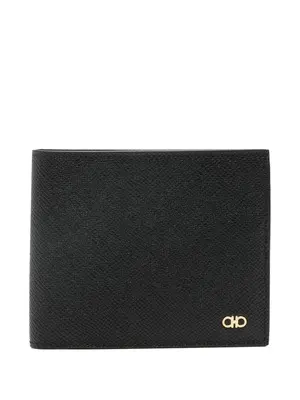 FERRAGAMO Gancini-plaque Leather Wallet - Black