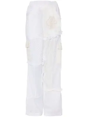 CAVIA Panelled Broderie-anglaise Cargo Trousers