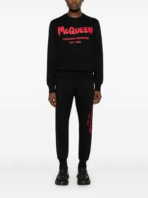 Alexander McQueen Graffiti Cotton Track Pants - Black