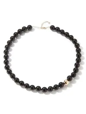 Mateo 14kt Yellow Gold Onyx Choker Necklace - Black