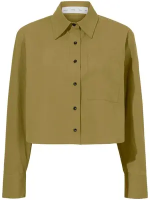 Proenza Schouler White Label Long-sleeve Cropped Poplin Shirt - Green