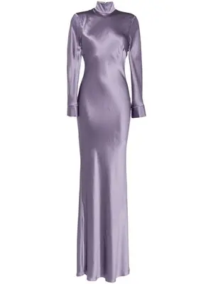 Michelle Mason Long Sleeve Gown - Purple