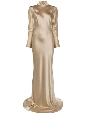 Michelle Mason Long Sleeve Gown - Neutrals
