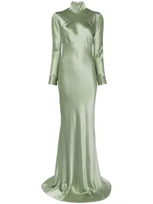 Michelle Mason Long Sleeve Gown - Green