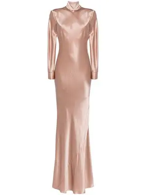 Michelle Mason Long Sleeve Gown - Pink