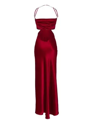 Michelle Mason Plunge Back Silk Dress - Red