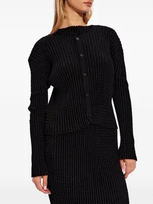 Issey Miyake Pleated Cardigan - Black