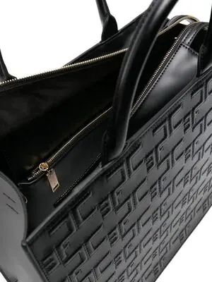 Elisabetta Franchi Bold Monogram Shopper Bag - Black