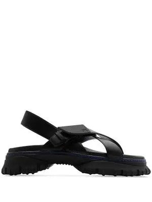 Burberry Crossover-straps Leather Sandals - Black