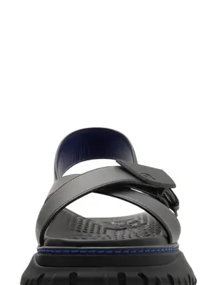 Burberry Crossover-straps Leather Sandals - Black