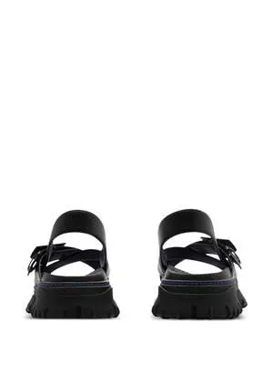 Burberry Crossover-straps Leather Sandals - Black