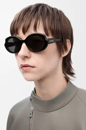 Loewe Mini Oval Slim Sunglasses - Black