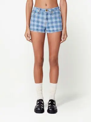 Ami Mini Checkered Denim Shorts