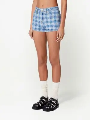 Ami Mini Checkered Denim Shorts