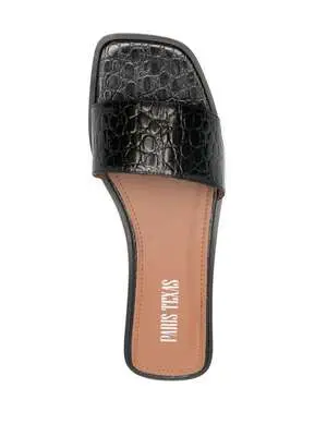 Paris Texas Crocodile-effect Leather Sandals - Black