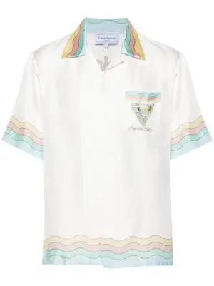 Casablanca Cuban-collar Silk Shirt