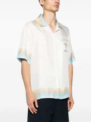 Casablanca Cuban-collar Silk Shirt