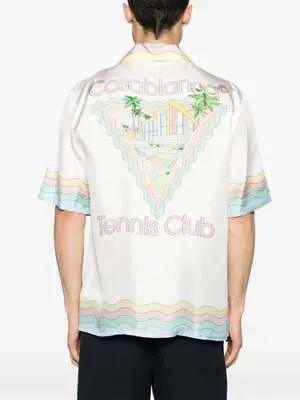 Casablanca Cuban-collar Silk Shirt
