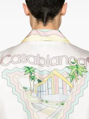 Casablanca Cuban-collar Silk Shirt