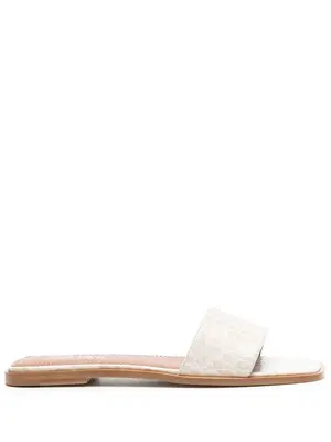 Paris Texas Crocodile-effect Leather Sandals - Neutrals
