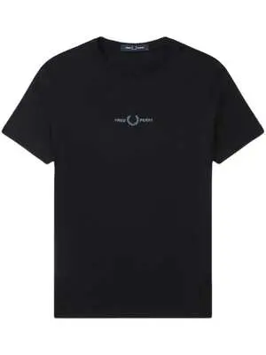 Fred Perry Logo-embroidered Cotton T-shirt - Black