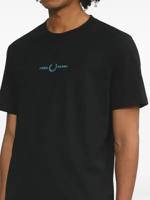 Fred Perry Logo-embroidered Cotton T-shirt - Black